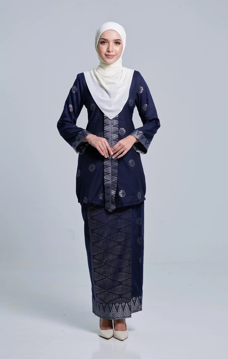 Kebaya Songket Tenun | Blue Black Gold | Buy Now – CARLANISA