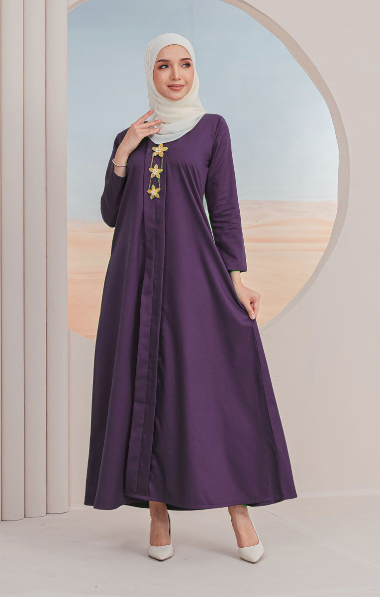 Rubi Jubah Kebarung Klasik | Dark Purple – CARLANISA